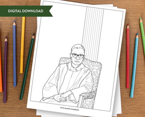 PRINTABLE RBG Coloring Page Ruth Bader Ginsburg Illustration - Etsy