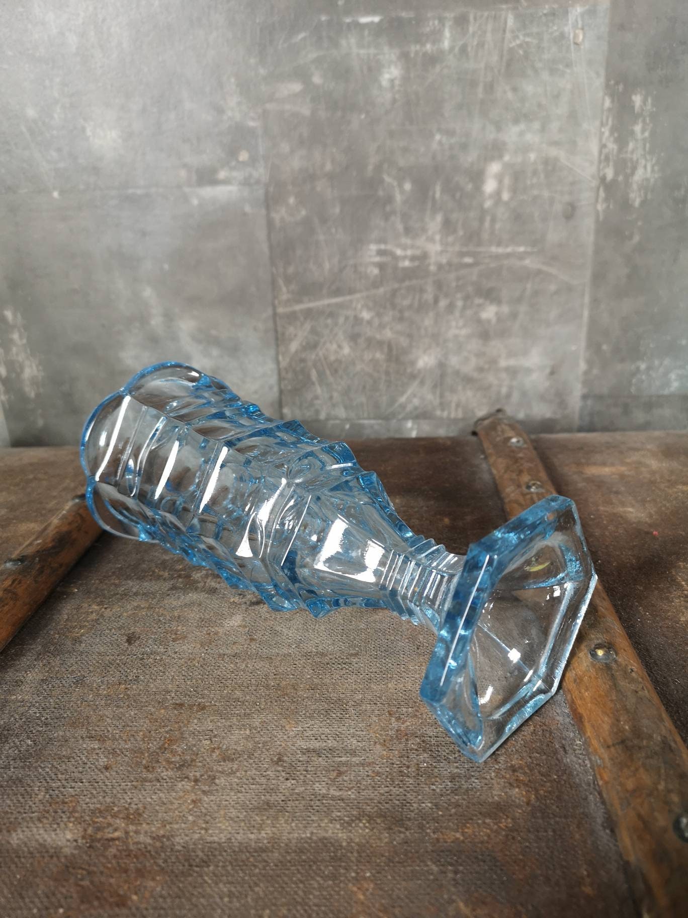 Art Deco Blue Glass Vase Art Glass Scailmont Belgium Etsy Uk
