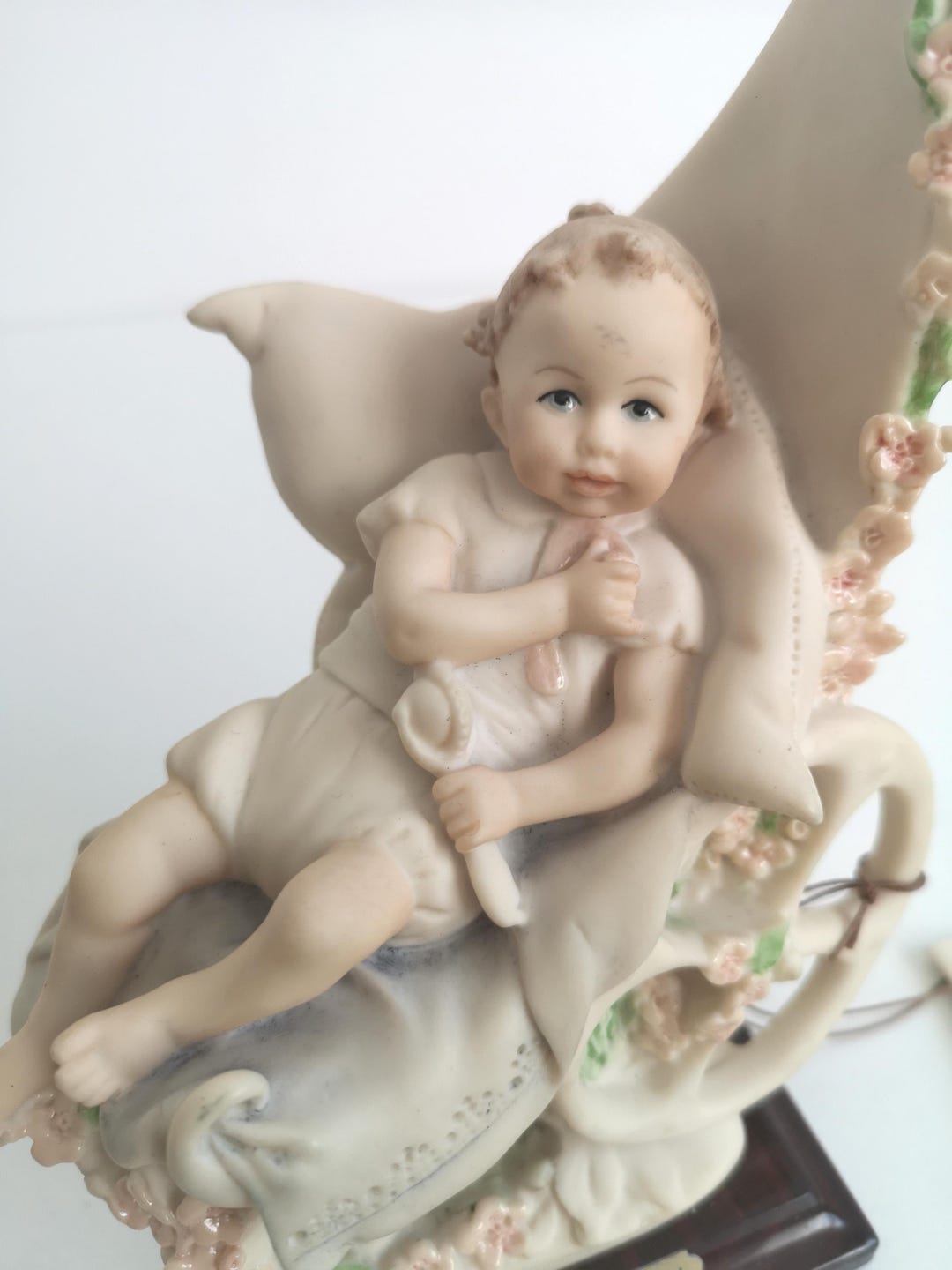 Porcelain Crib With Baby Sculpture - Cake Topper - Baby Shower Decor ...