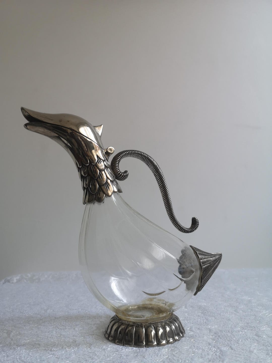 Silea Duck Carafe - French Vintage Glass and Duck Shaped Carafe ...