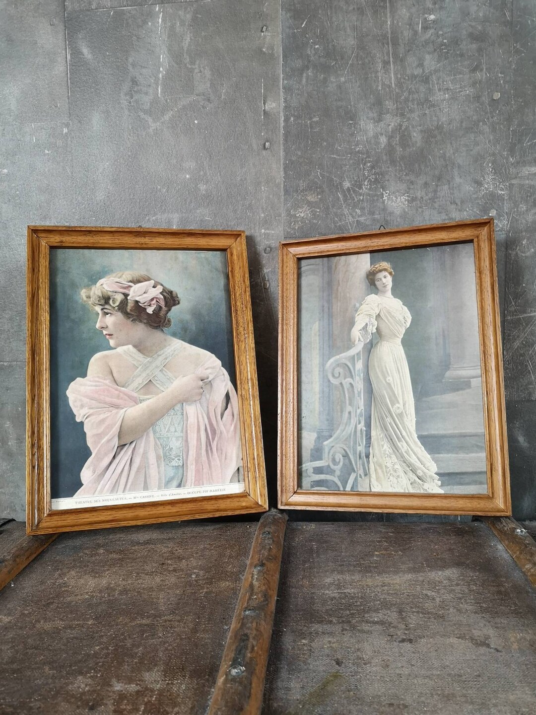 Théatre Des Nouveautes French Character Print Oak Frame Frame M Lle ...