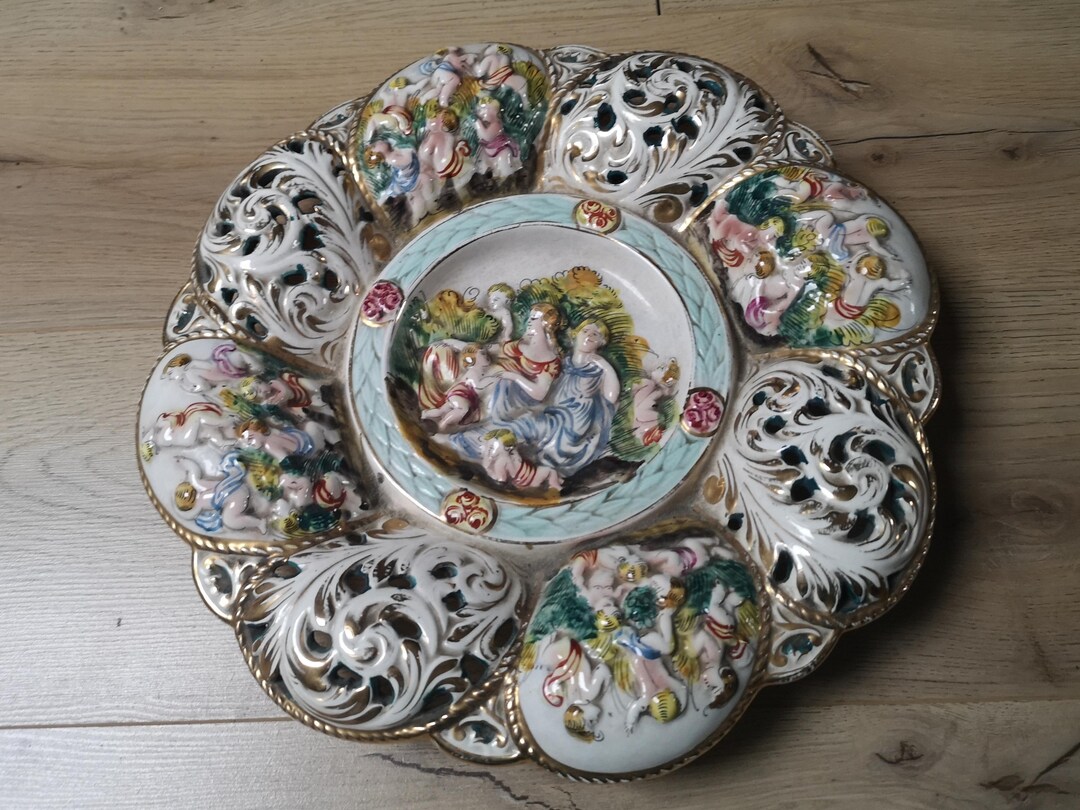 Vintage Capodimonte Wall Plate 900 Capodimonte Italy 70s Retro Italian ...