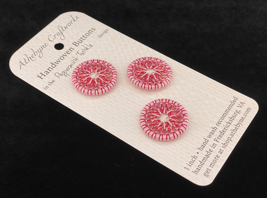 3 Peppermint Twinkle Buttons, Dorset-style Woven Thread, 3 Sizes Available, Intricate Cloth ...