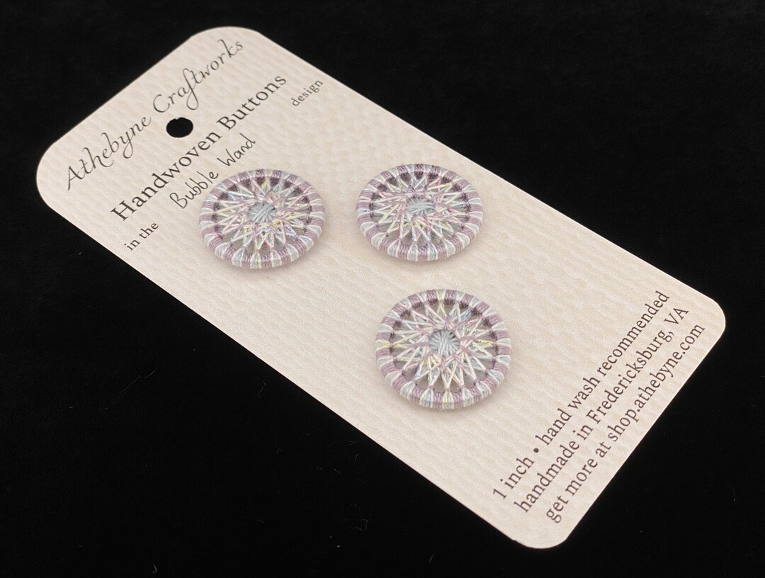 3 Bubble Wand Sparkle Buttons, Dorset-style Woven Thread W/shank, Light ...