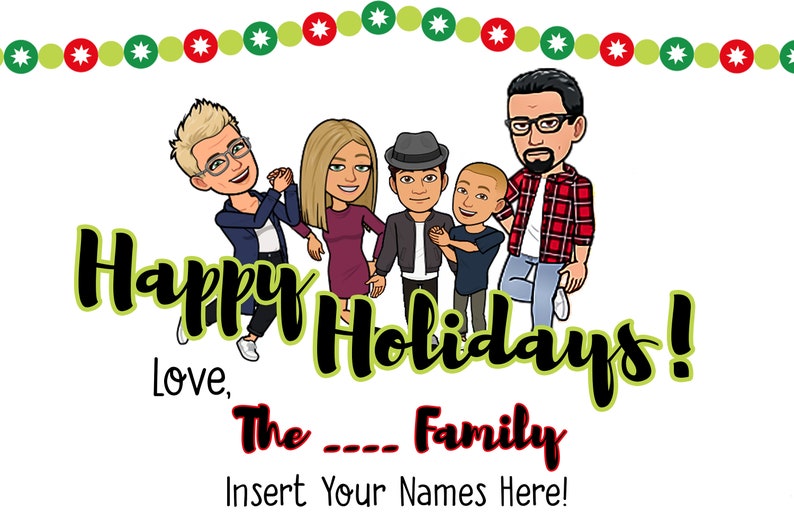 Custom Bitmoji Holiday Card Design & Digital File Only - Etsy