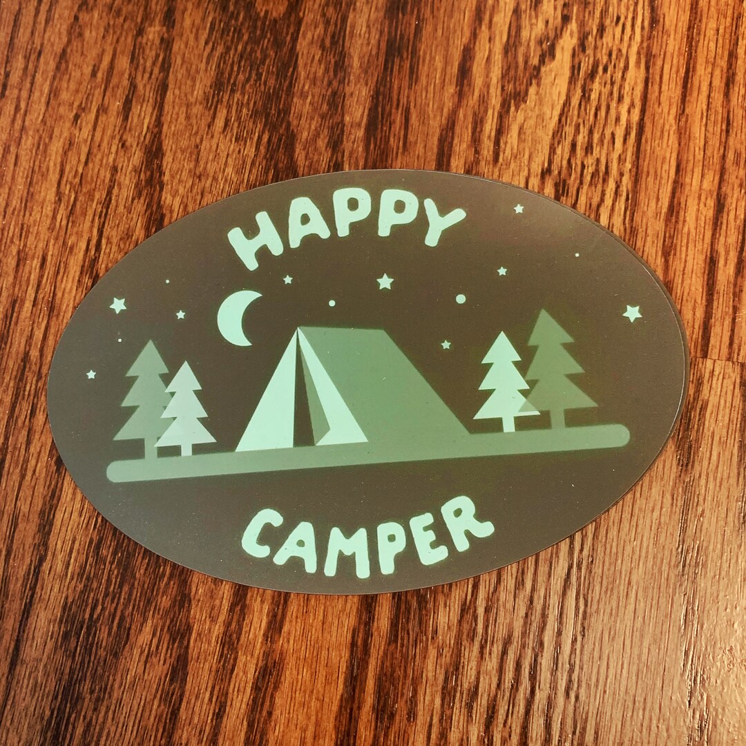 Happy Camper Magnet | Oval Outdoorsy Magnet for Fridge or Car - Etsy
