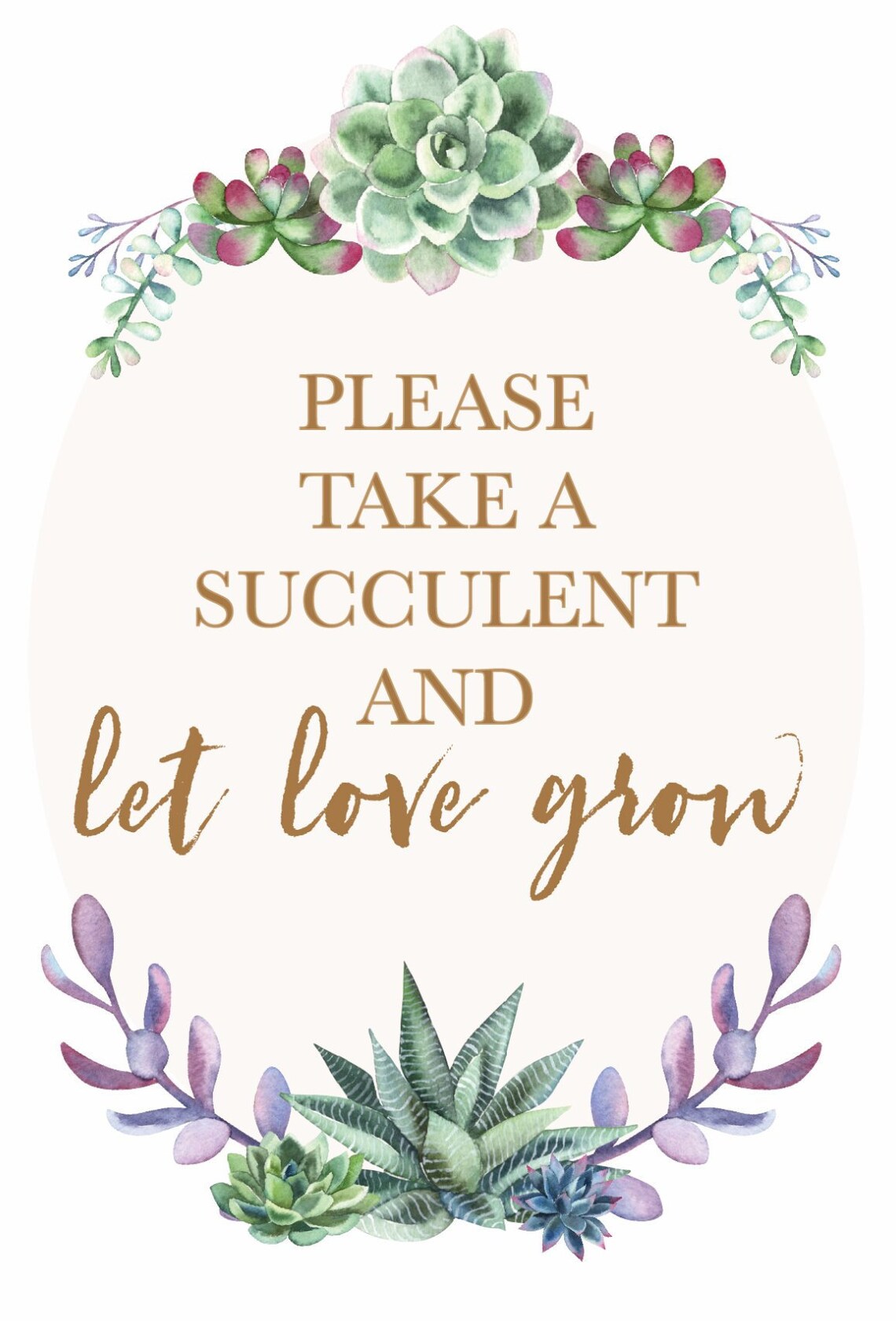 Please Take A Succulent and Let Love Grow Bridal Shower Sign Wedding ...