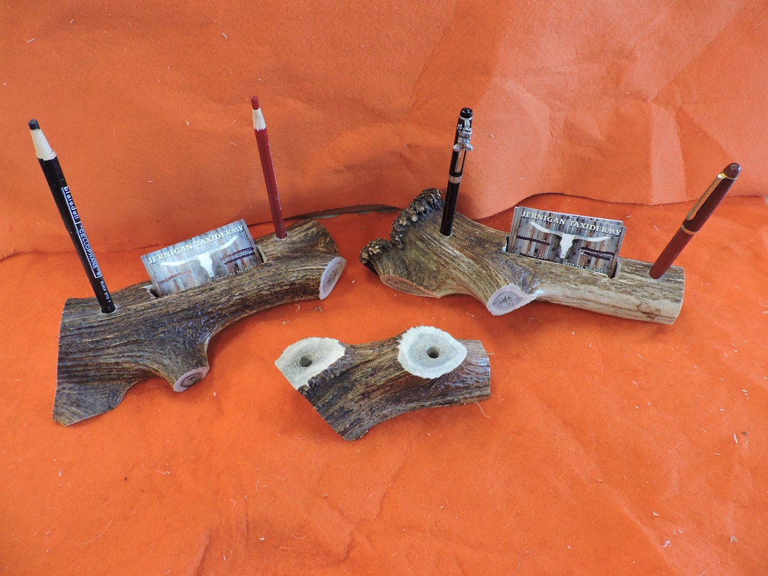 Elk Horn Desk Top Pen and Business Card Holders - Etsy