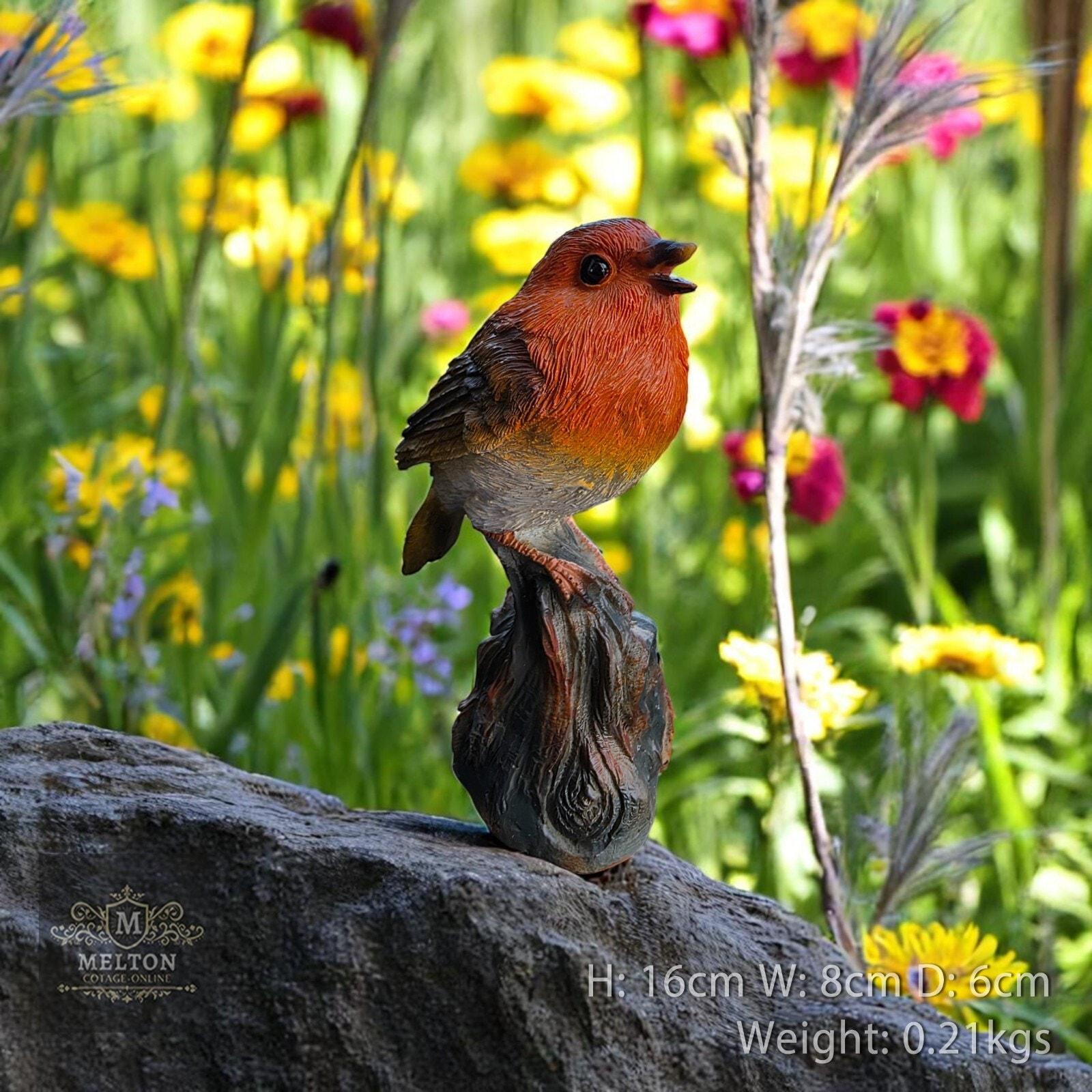 Tweeting Robin Motion Activated Whistles Sounds Garden Ornament Bird ...