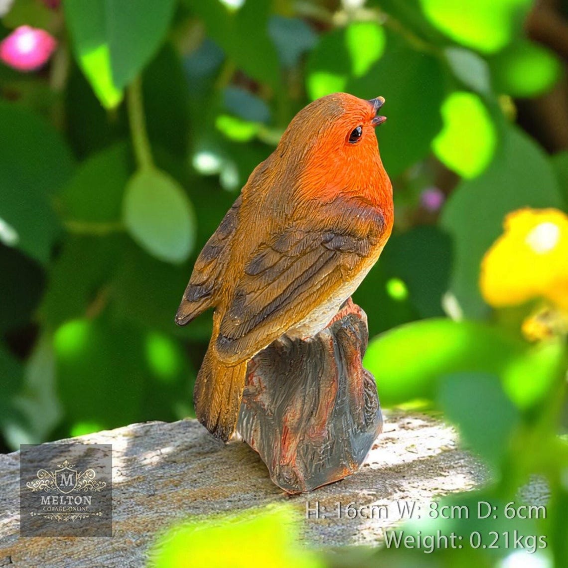 Tweeting Robin Motion Activated Whistles Sounds Garden Ornament Bird ...