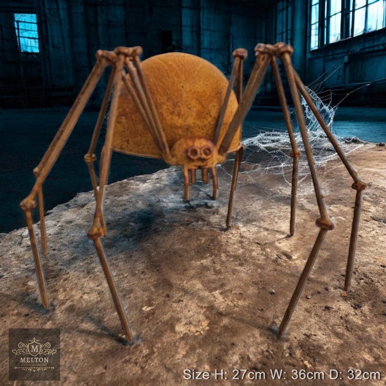 Large Rusty Metal Garden Spider Sculpture – Rustic Arachnid Ornament ...