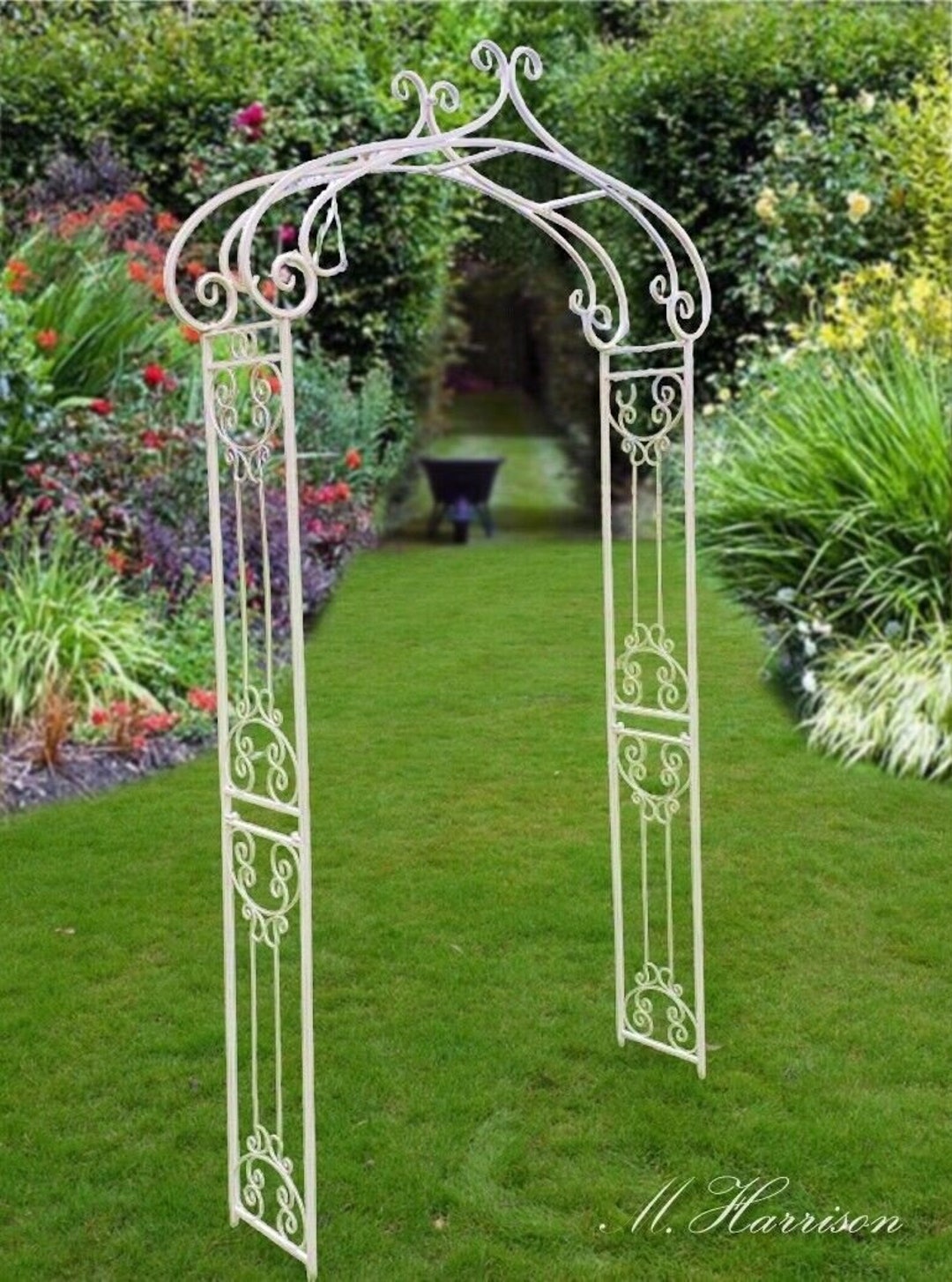 Antique White enchantment Scroll Design Garden Arbour Rose Arch - Etsy