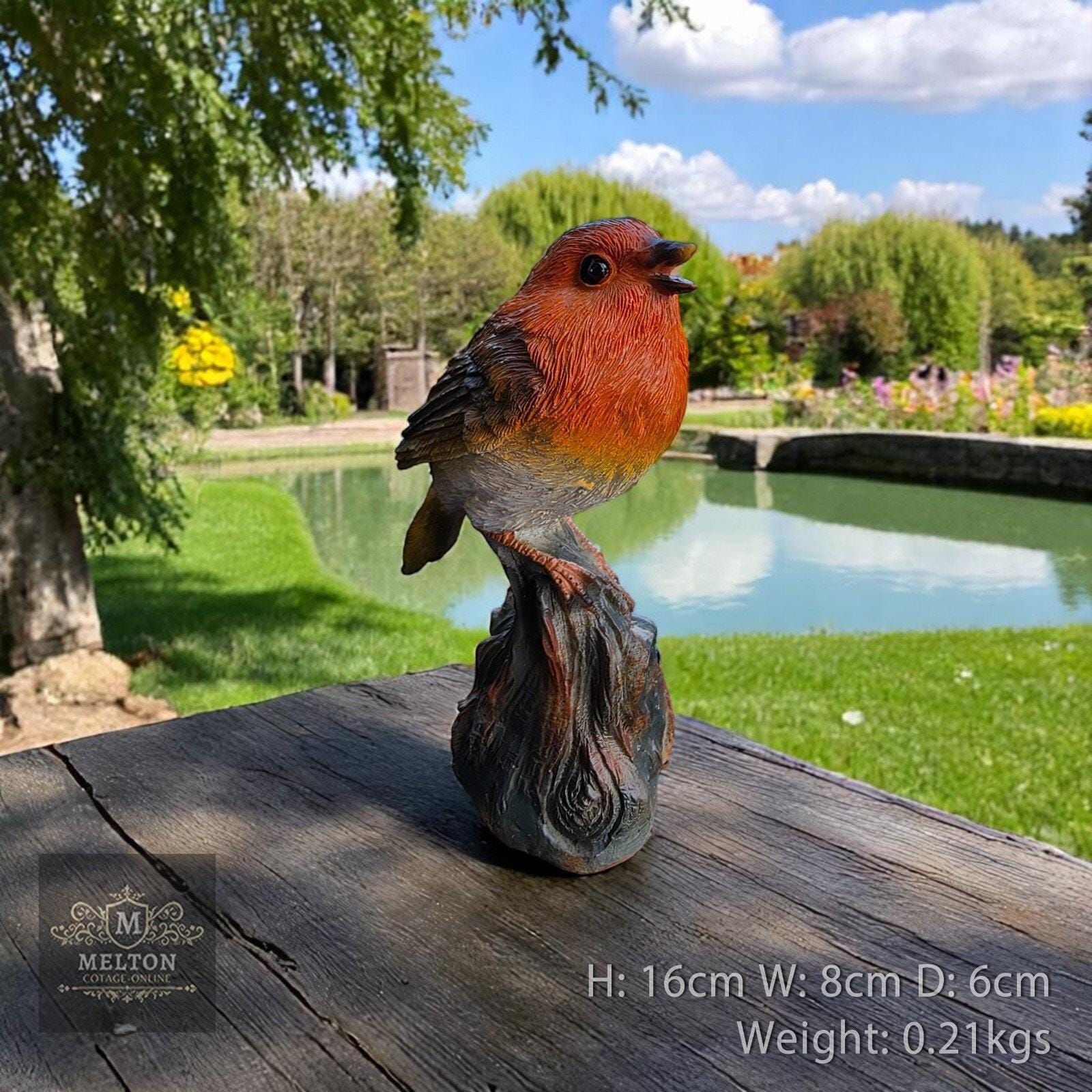 Tweeting Robin Motion Activated Whistles Sounds Garden Ornament Bird ...