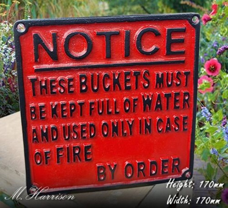 Vintage Cast Iron Railway Fire Bucket Sign – Red & Black, 170mm - Etsy UK