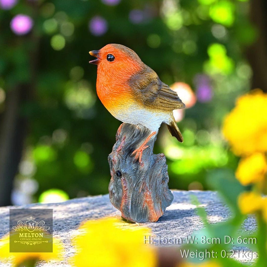 Tweeting Robin Motion Activated Whistles Sounds Garden Ornament Bird ...