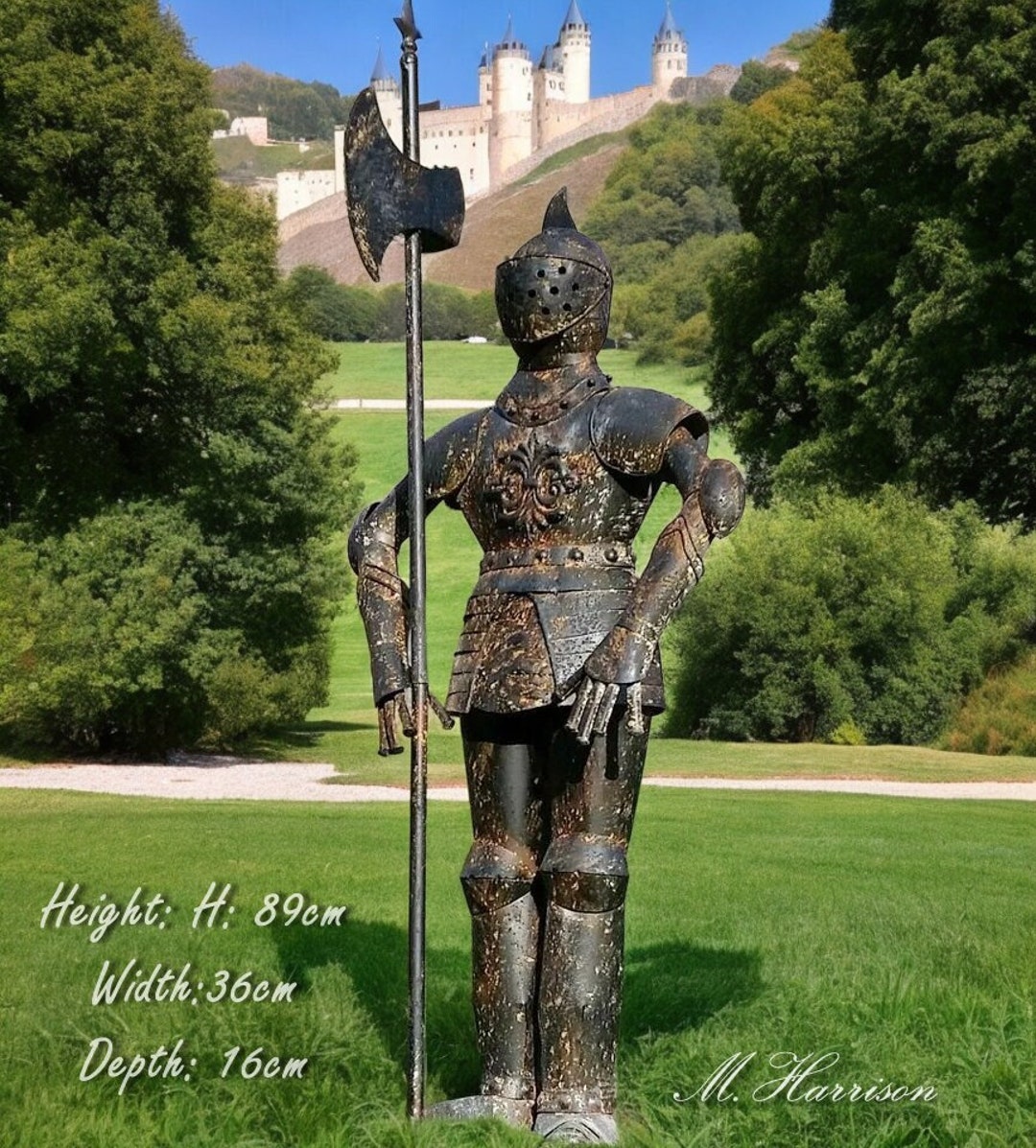 Small Rusty Metal Knight Suit of Armour Statue – Medieval King Arthur ...