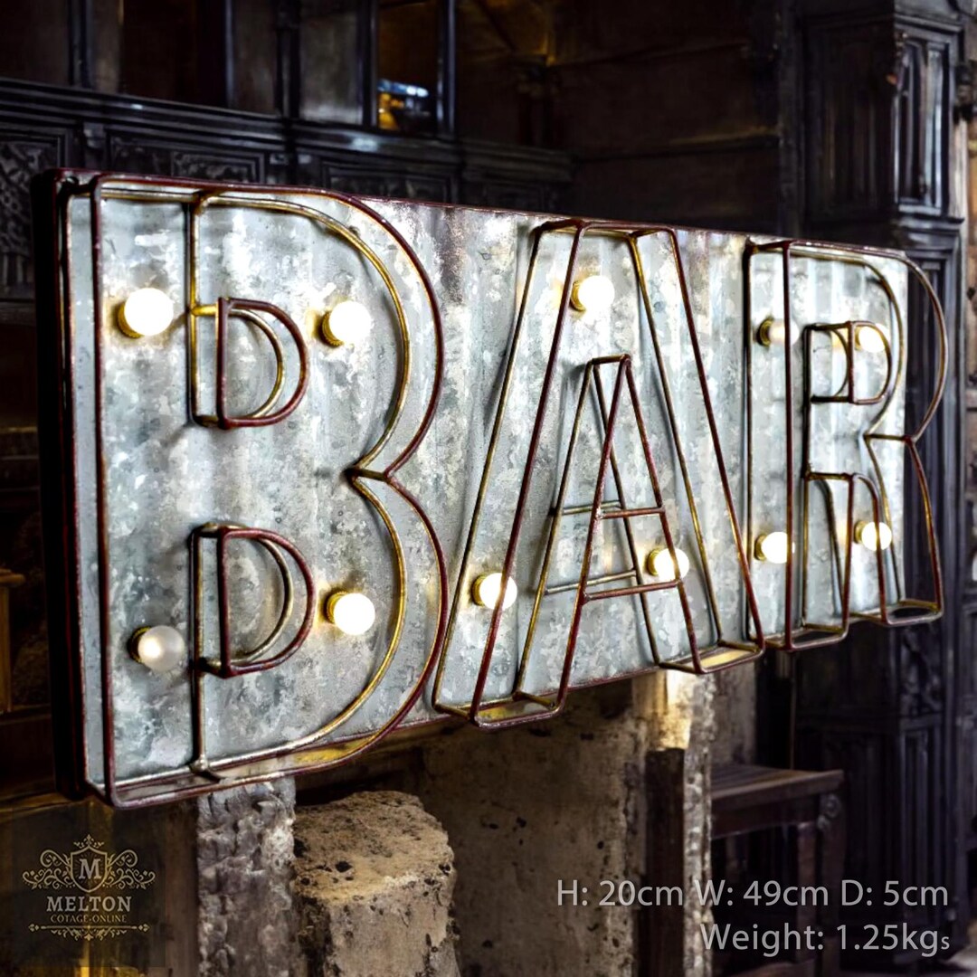 Light up Metal BAR Sign Hanging Man Cave Bar Plaque Retro Vintage ...