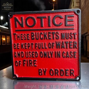 Vintage Cast Iron Railway Fire Bucket Sign – Red & Black, 170mm - Etsy UK