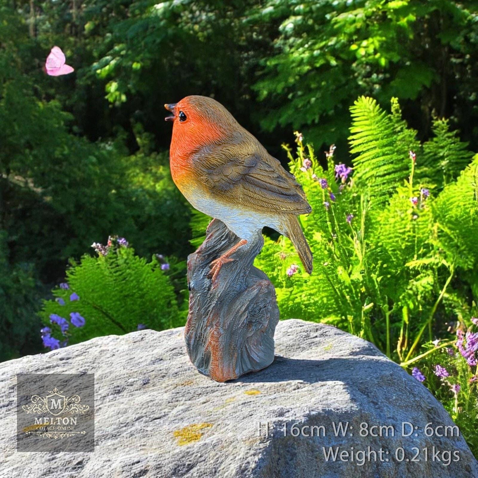 Tweeting Robin Motion Activated Whistles Sounds Garden Ornament Bird ...
