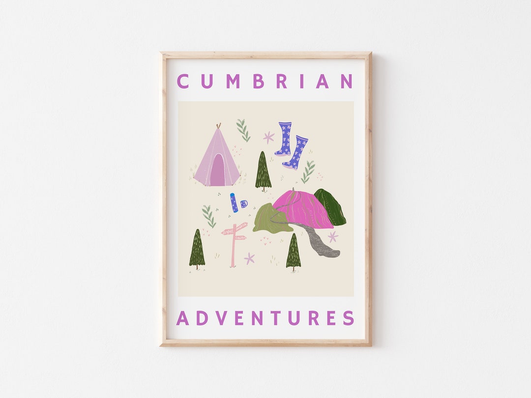 A4 / A3 Cumbrian Explorer Poster, Camping Essentials, Illustrated Art ...