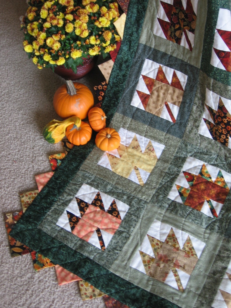 Scattered Leaves Quilt Pattern: Fall Throw (PDF Download) - Etsy