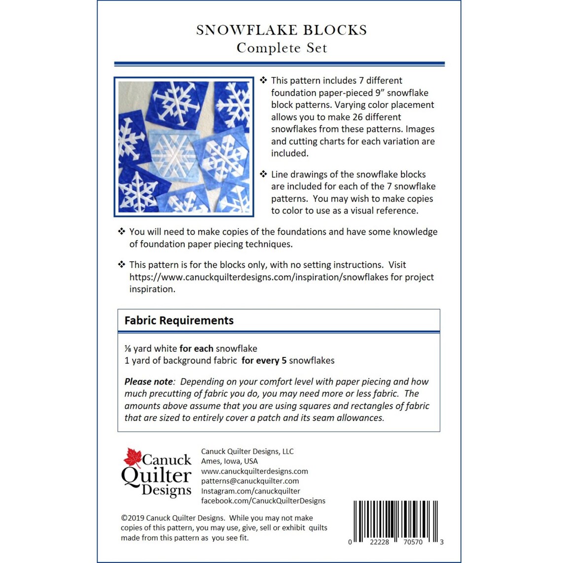 Snowflake Blocks Complete Set Quilt Pattern PDF Download | Etsy Canada