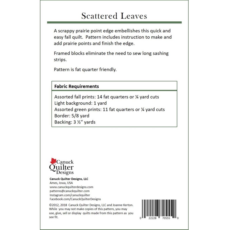 Scattered Leaves Quilt Pattern: Fall Throw (PDF Download) - Etsy
