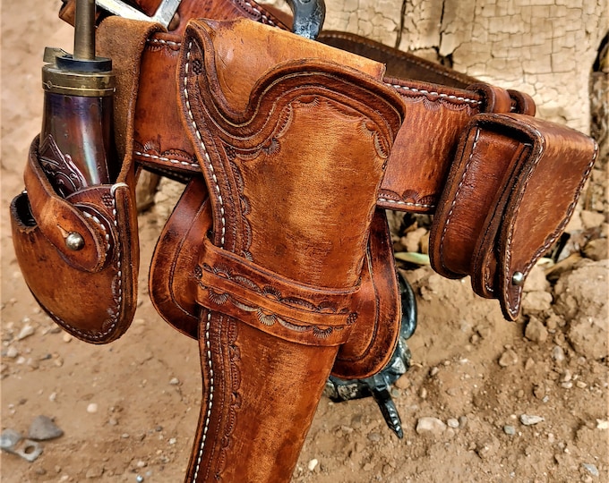 Western Cowboy Holster and Gun Belt for 1860 Colt Army Black Powder ...