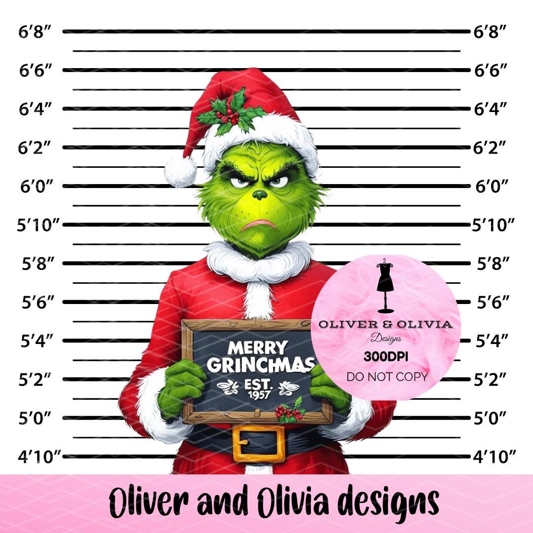 Grinch in Jail PNG Funny Christmas Sublimation Digital Download T-shirt ...