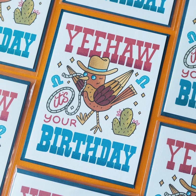 Yeehaw It’s Your Birthday Card | Rodeo Cowboy Roadrunner | Wild West ...