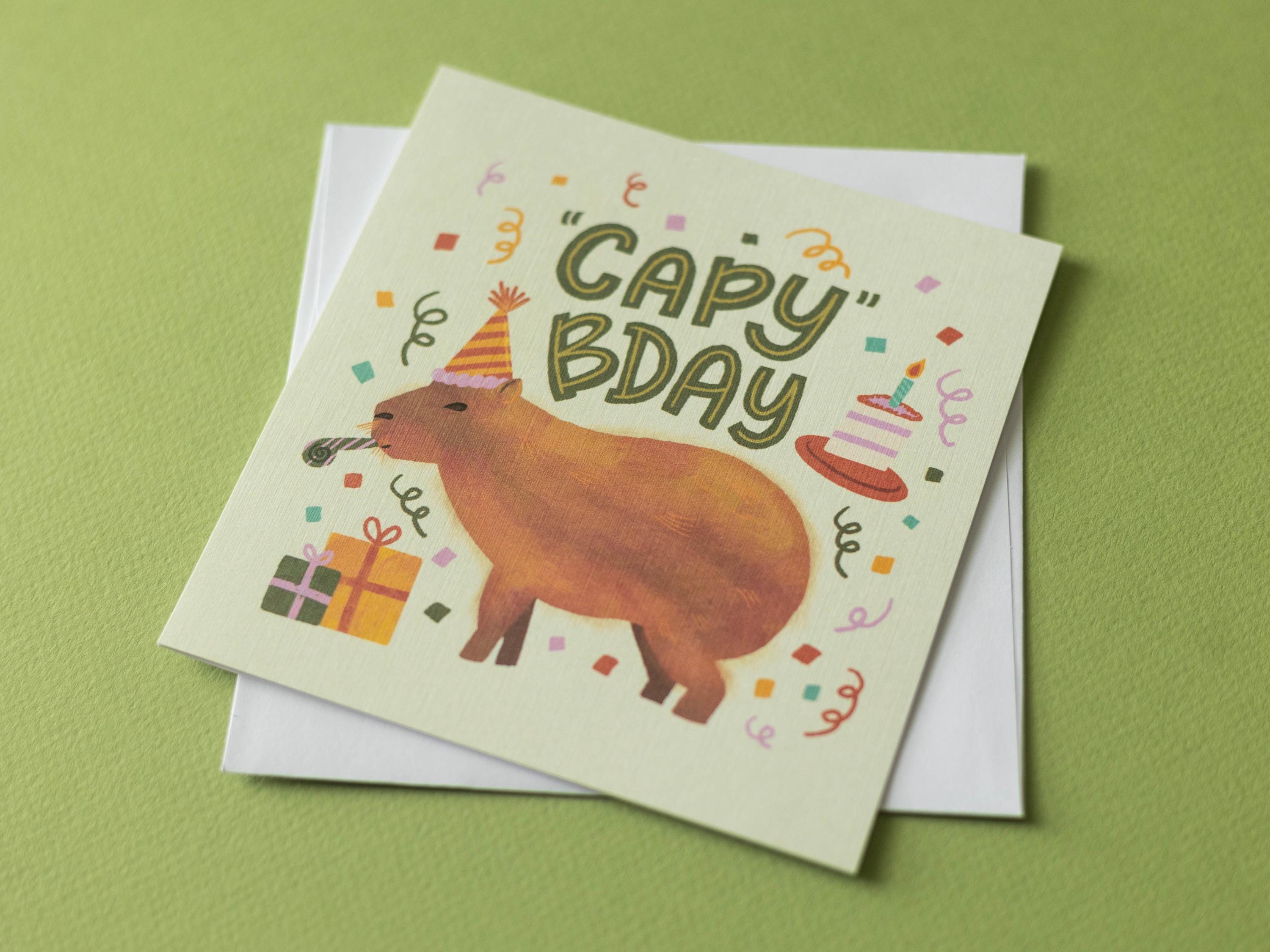 Cabybara Birthday Greeting Card | "capy Birthday" | Capybara in a Party ...