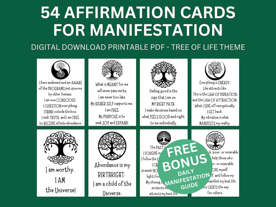 Affirmation Cards for Manifestation, Tree of Life Aesthetic, Spiritual ...