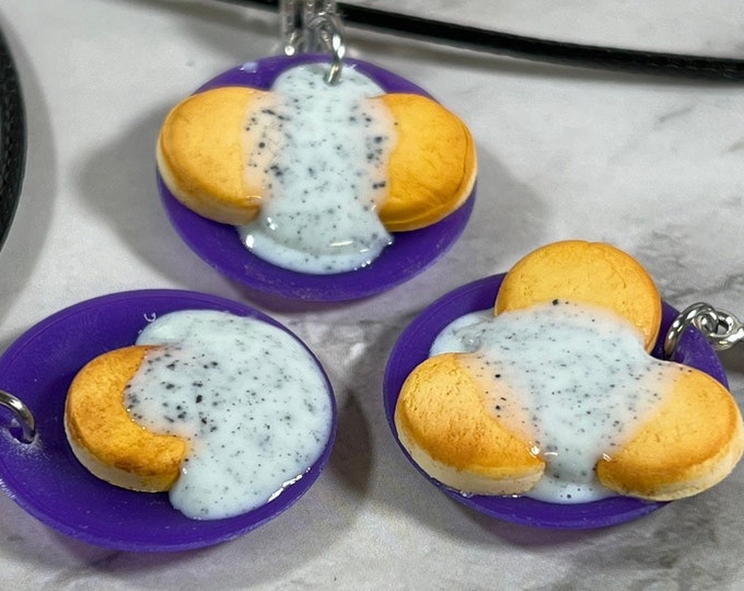 Realistic Biscuits and Gravy Necklace, Food Jewelry, Biscuits and Gravy ...