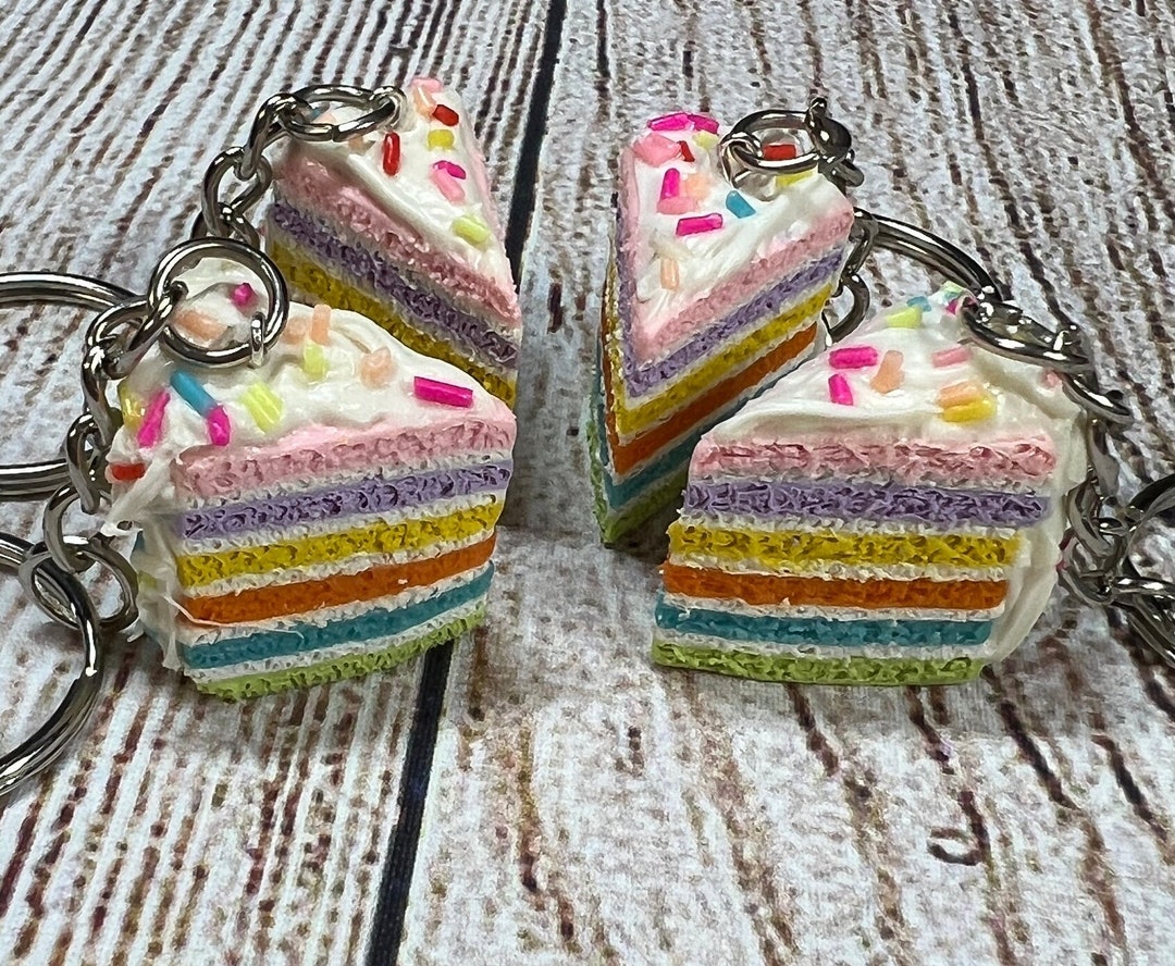 Realistic Rainbow Cake Keychains, Rainbow Cake Keychains,food Keychains ...