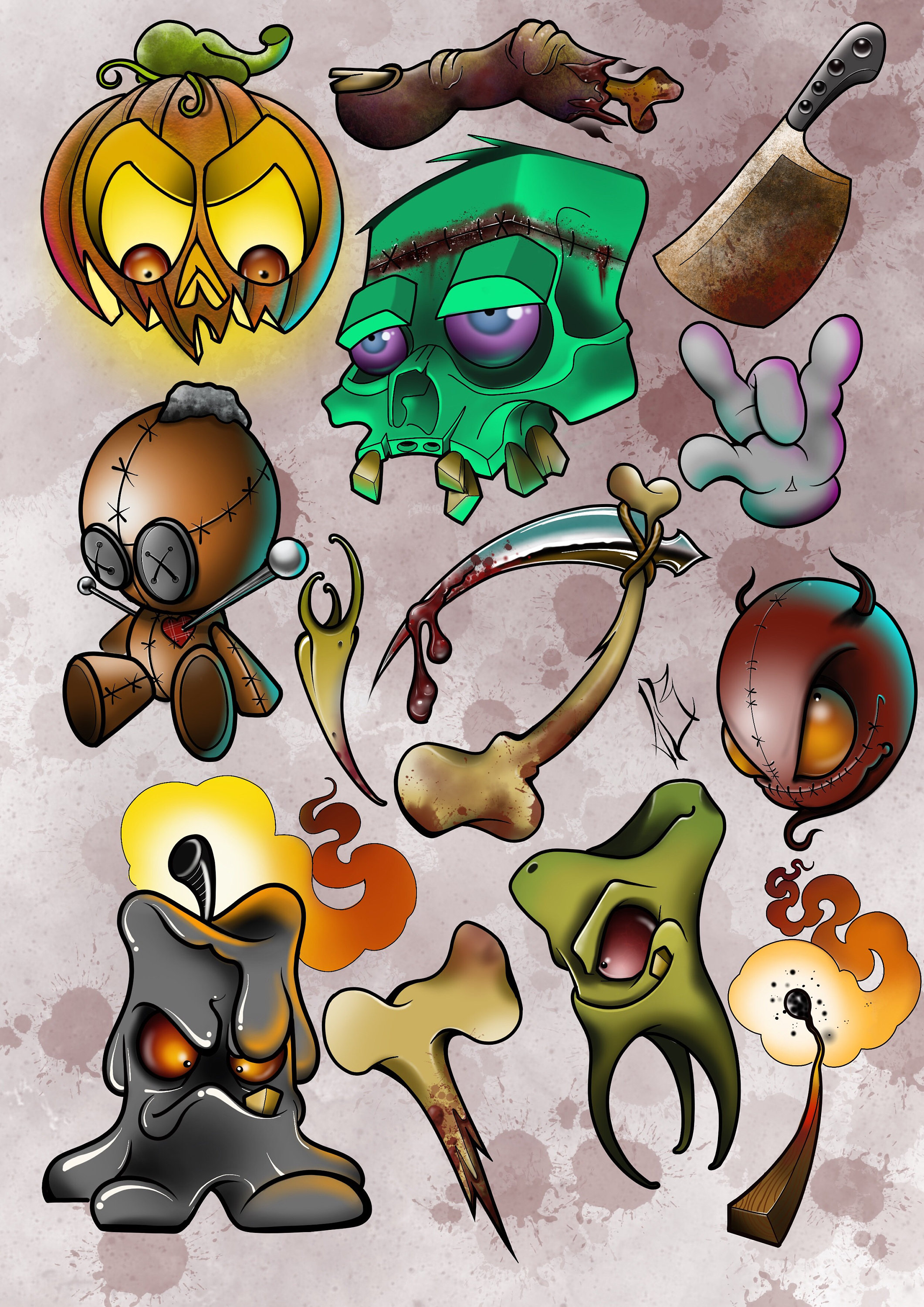 Halloween Tattoo Flash - Etsy