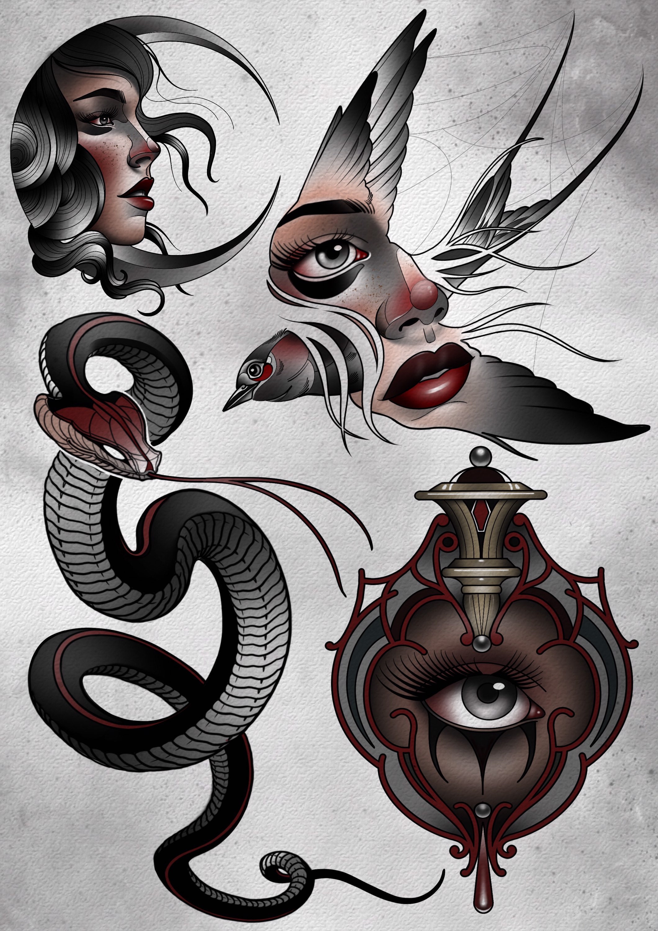 Neotraditional Tattoo Print - Etsy
