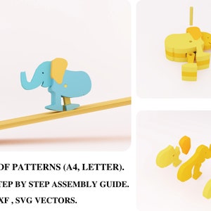 Wooden Elephant Ramp Walker Toy DIY Patterns and Vectors - Etsy