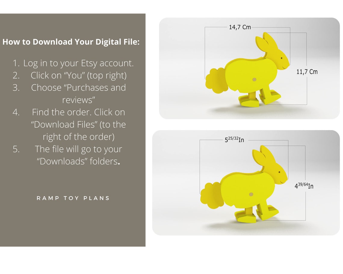 Rabbit Ramp Walker Toy Patterns and Vectors for Scroll Saw and - Etsy