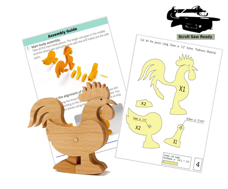 DIY Rooster Ramp Walker Toy Patterns and Assembly Guide - Etsy