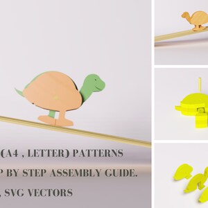 Wooden Ramp Walker Turtle Plans, Wooden Toy DIY Project , Vectors and ...