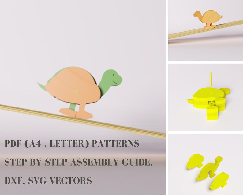 Wooden Ramp Walker Turtle Plans, Wooden Toy DIY Project , Vectors and ...
