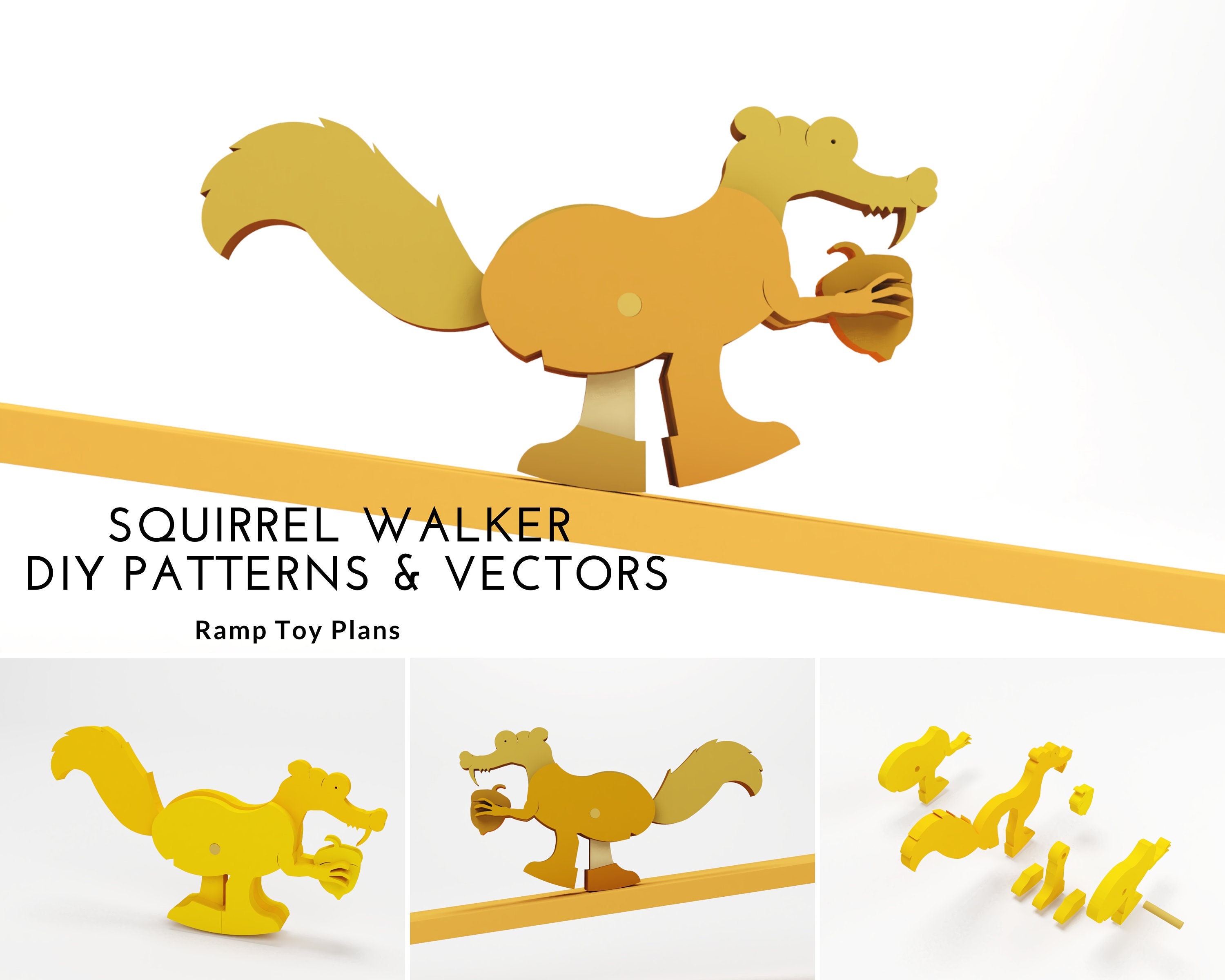 Squirrel Ramp Walker Toy DIY Plans and Vectors - Etsy