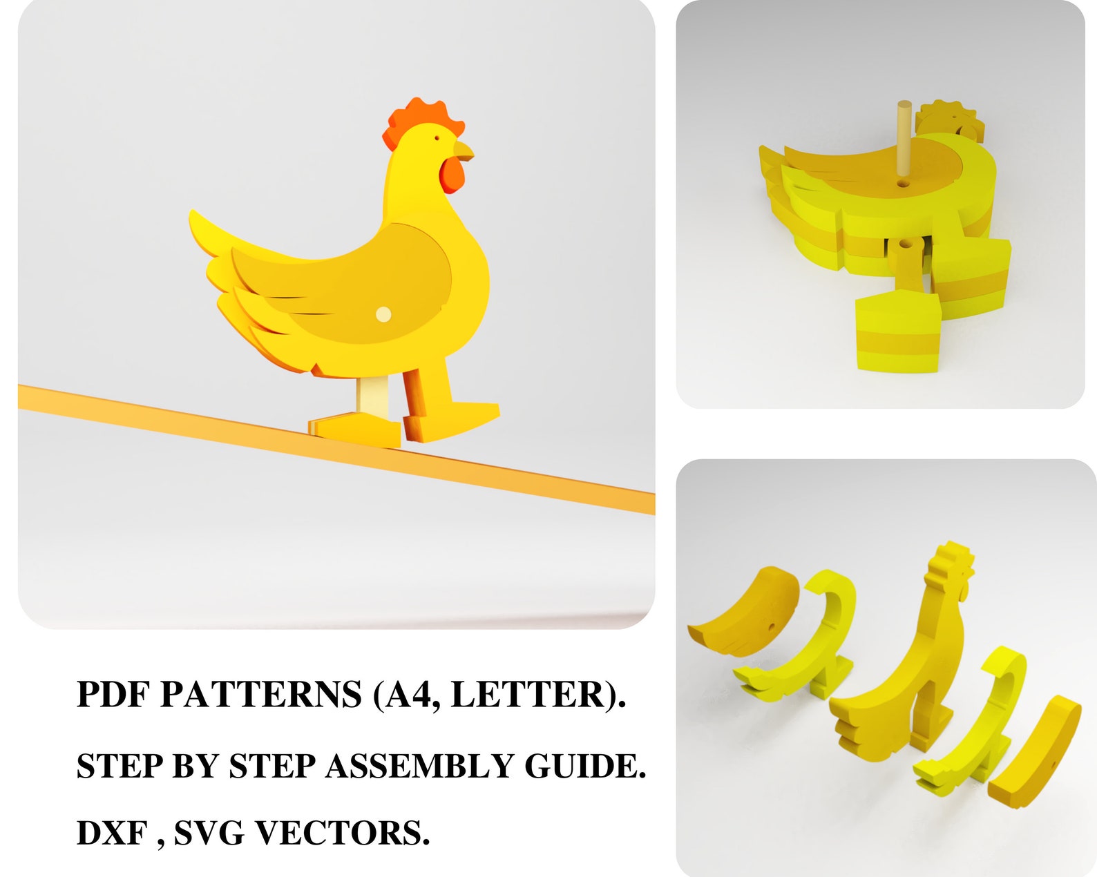 Chicken Ramp Walker Toy Wooden Toy Patterns and Vectors for | Etsy