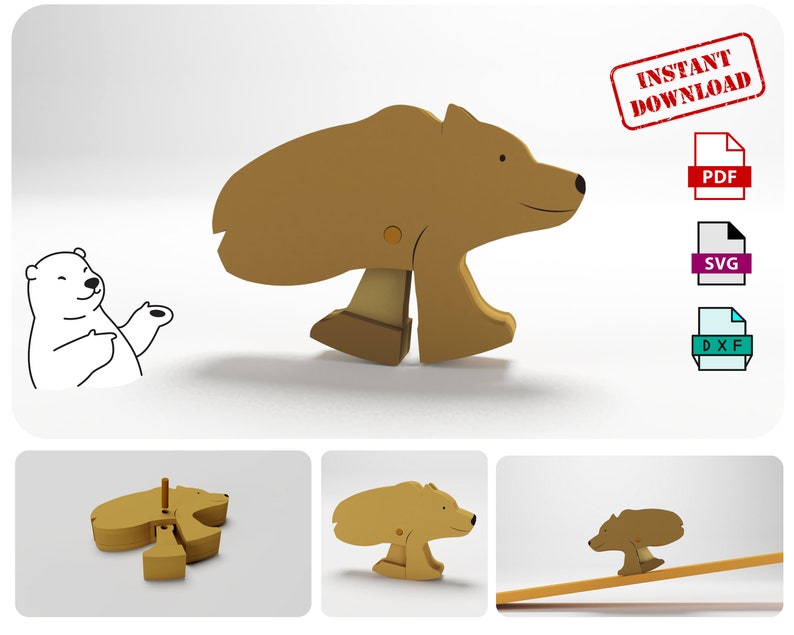 Bear Ramp Walker DIY Wooden Toy Patterns and Assembly Guide - Etsy