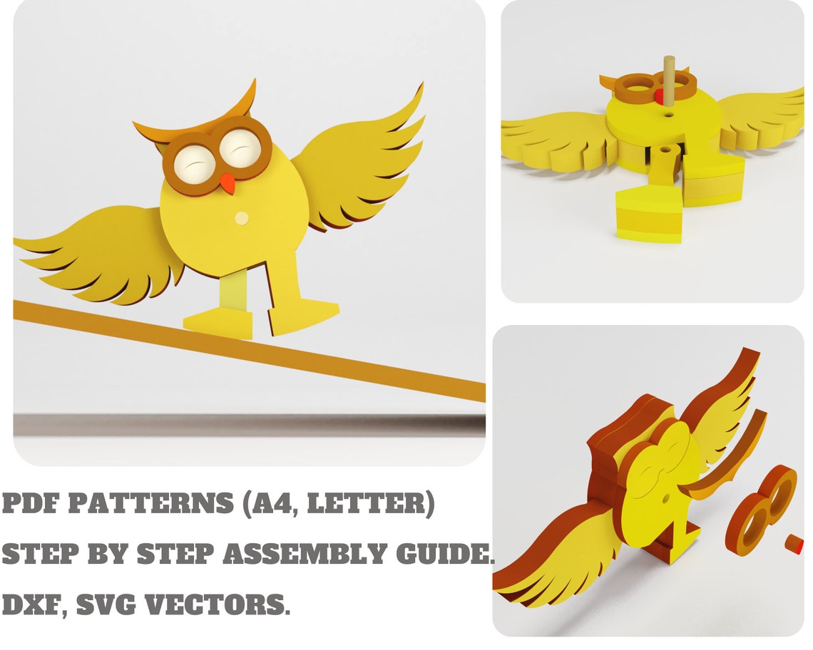 Wooden Owl Ramp Toy Patterns for Scroll Saw and CNC Router | Etsy