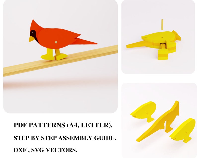 DIY Ramp Walker Cardinal Bird Patterns and Assembly Guide - Etsy