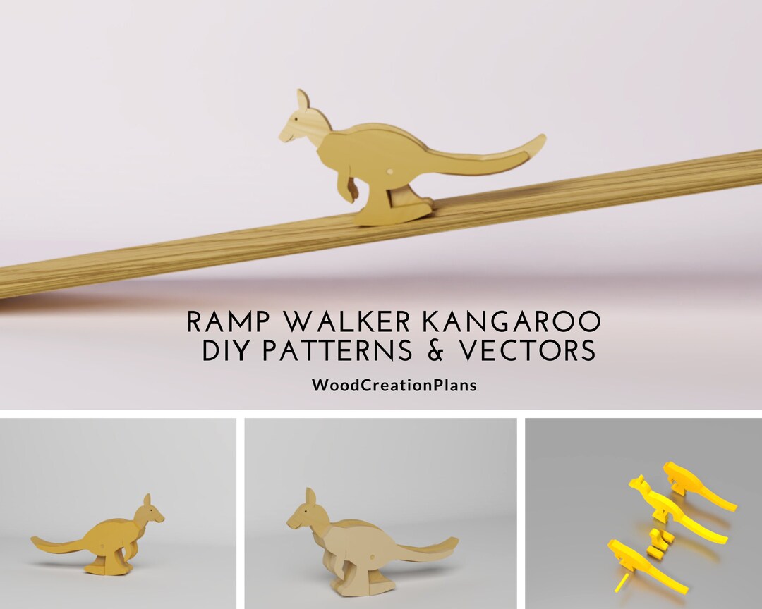 Kangaroo Wooden Ramp Toy Vectors and Pdf Patterns - Etsy