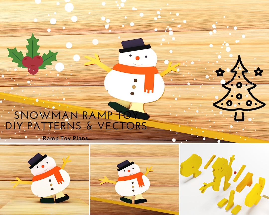 Snowman Ramp Walker Toy Patterns and Vectors, DIY Ramp Toy Plans and ...