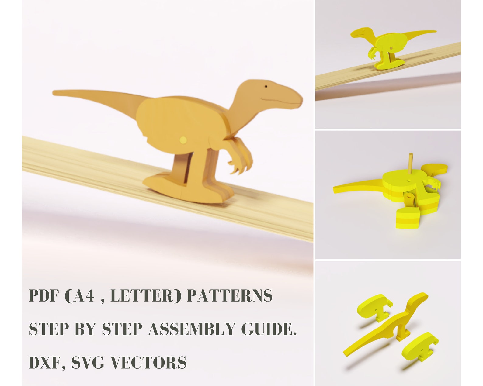Ramp Walker Velociraptor Dinosaur Toy Plans Pdf, Dxf and Svg Patterns ...