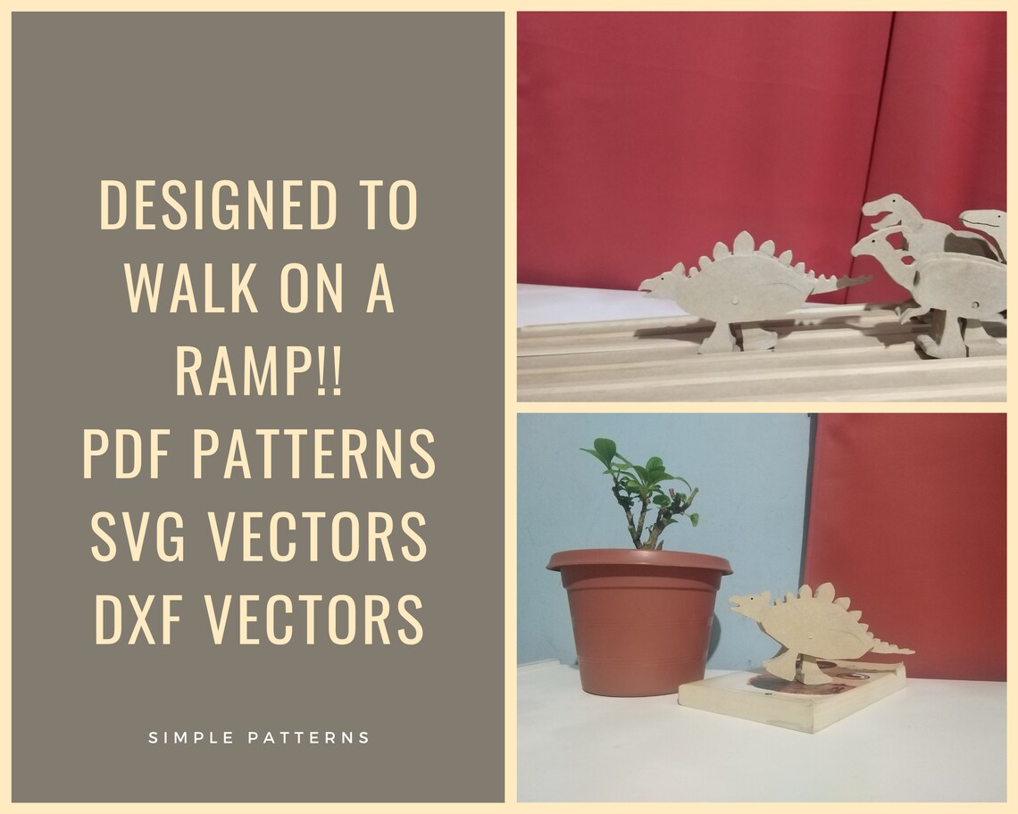 Dinosaur Ramp walker toy patterns Stegosaurus | Etsy